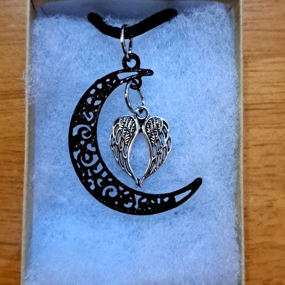 Jewelry | Crescent Moon Angel Wings Necklace | Poshmark